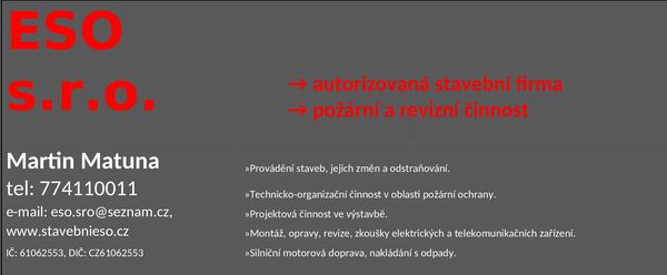 Stavební firma ESO (Praha, Břevnov), IČO 61062553, adresa a telefon ...